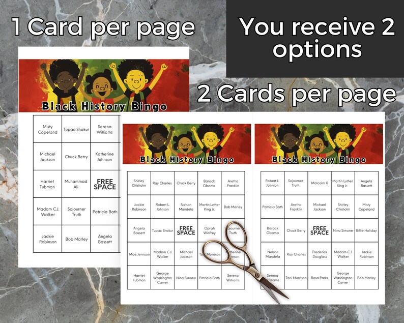 Black History Bingo Game Printable, African American Icons, Educational ...