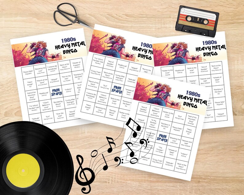 Music Bingo: 1980s Heavy Metal Bingo, 80s Metal, Hair Bands, Thrash ...