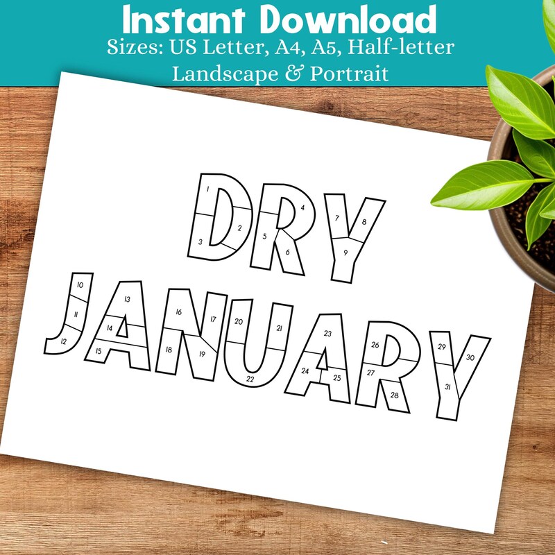 Dry January Calendar - Etsy