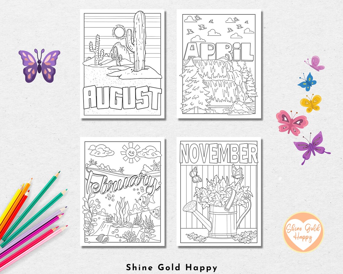 2022 Nature Coloring Calendar PDF Digital Download Printable | Etsy