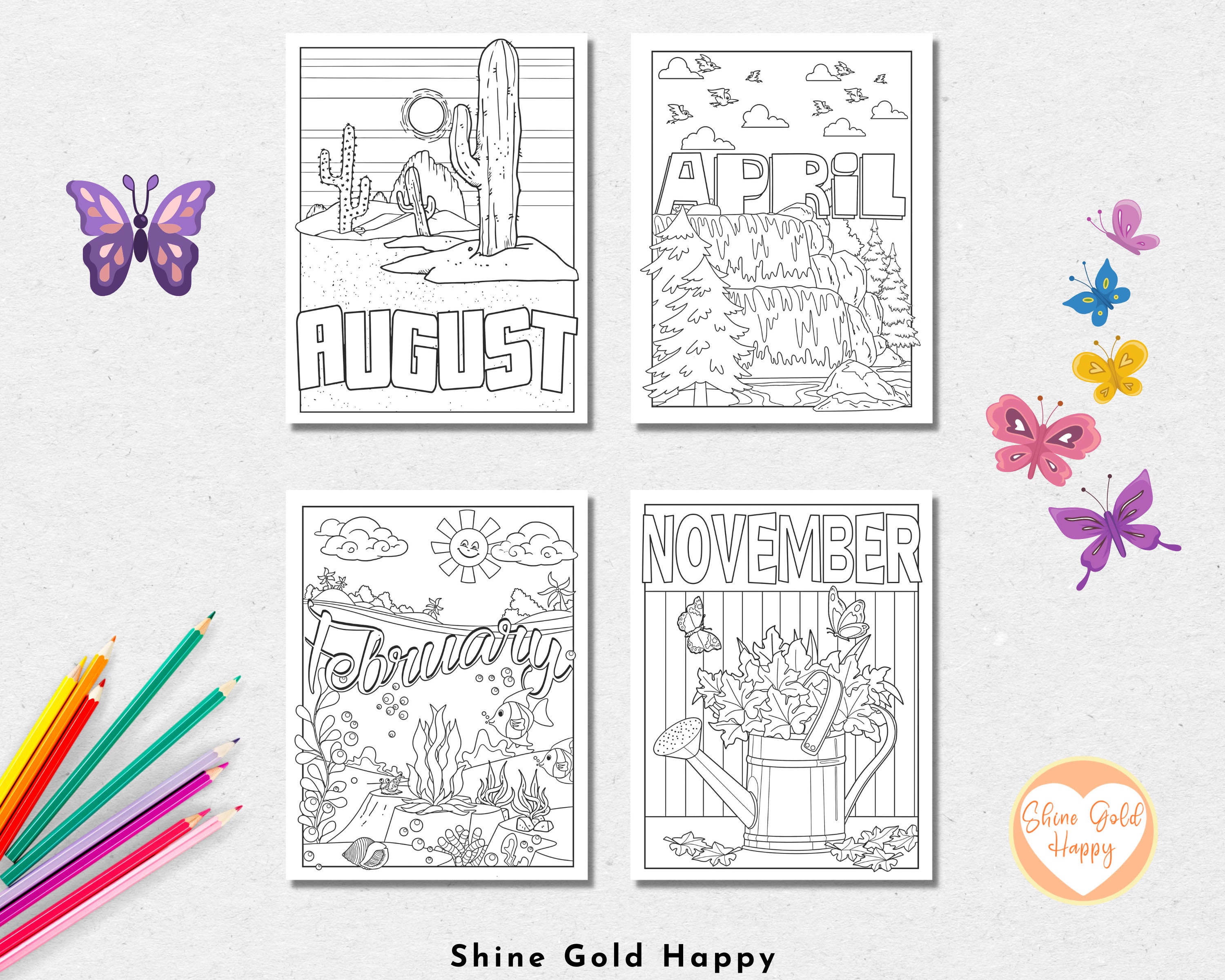 2022 Nature Coloring Calendar PDF Digital Download Printable | Etsy