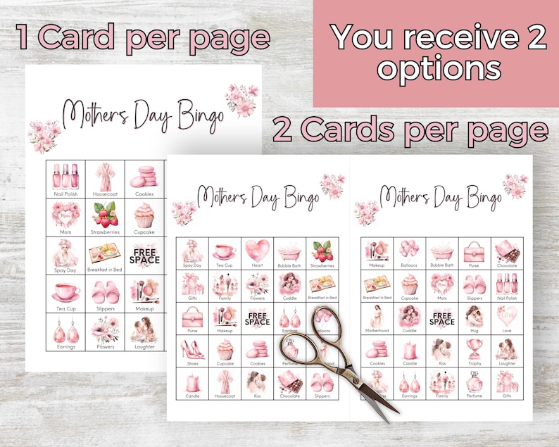 Mothers Day Bingo Printable Game, Mothers Day Games, 50 Bingo Cards ...