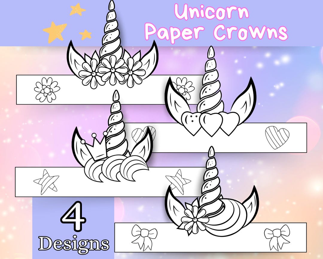 Unicorn Paper Crown, Unicorn Birthday Party, Unicorn Paper Craft ...