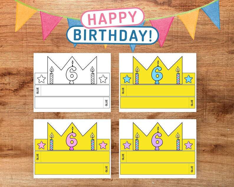 6th Birthday Paper Crown, Sixth Birthday Crown, 6th Birthday Party Hat ...