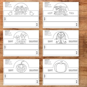 Halloween Paper Crowns, Coloring Craft for Kids, Paper Crown Craft ...