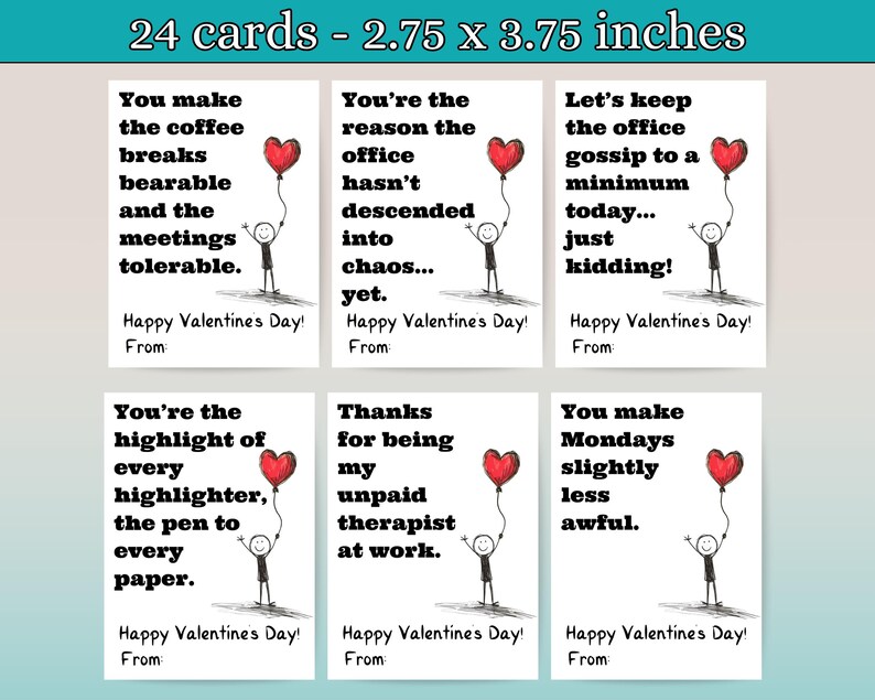 Funny Coworker Valentine's Day Cards, 24 Work Valentines, Coworker ...