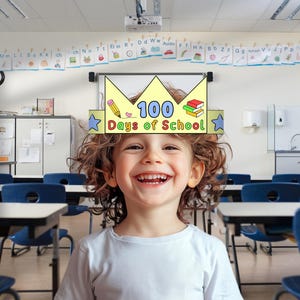 100th Day of School Paper Crowns, 100 Days of School Coloring Craft for ...