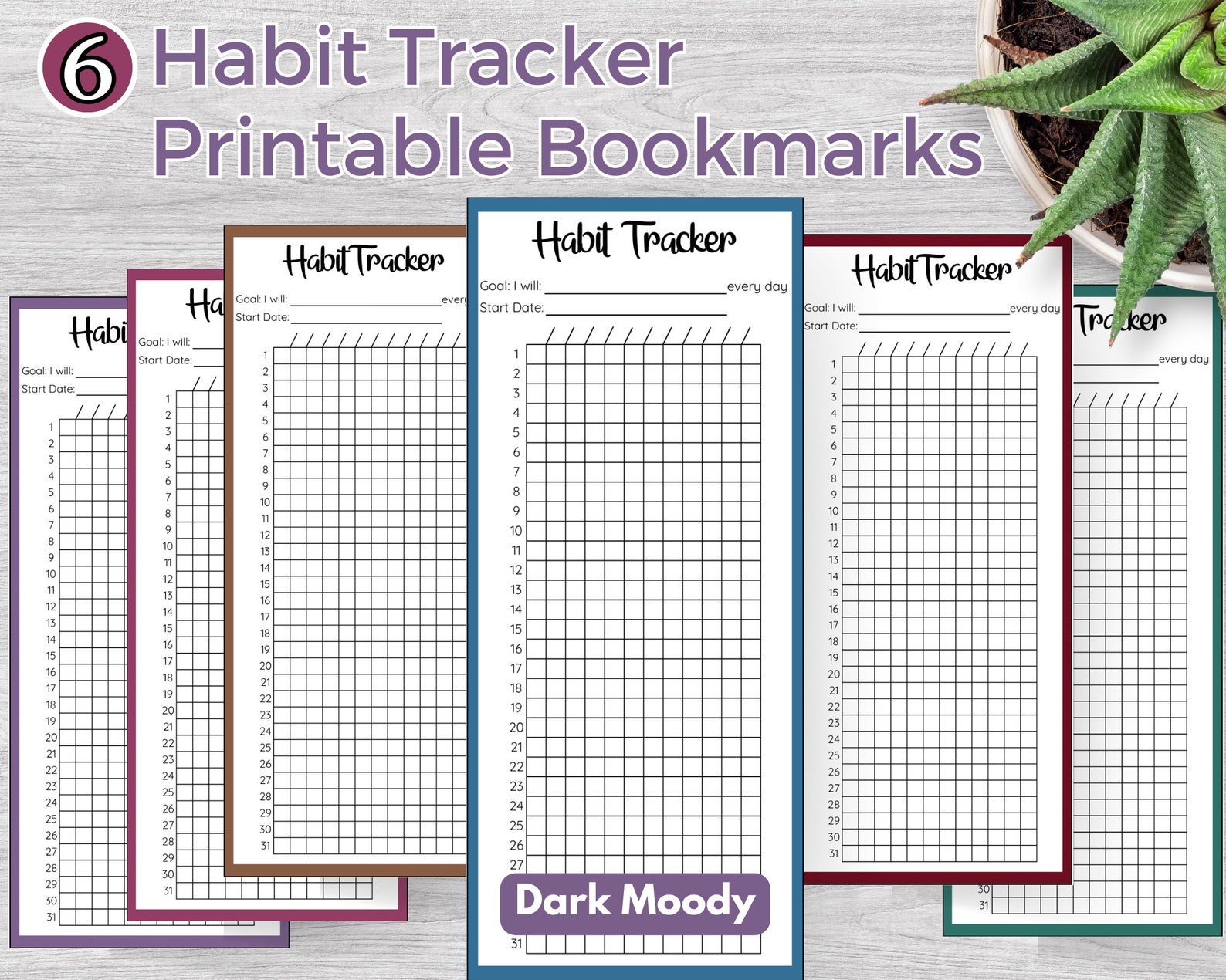 Habit Tracker Bookmark Dark Moody, Reading Tracker, Bookmark Tracker ...