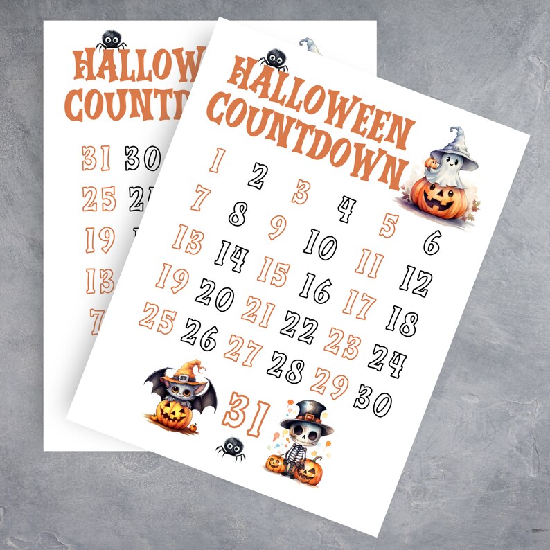 Halloween Countdown Printable Calendar - Etsy