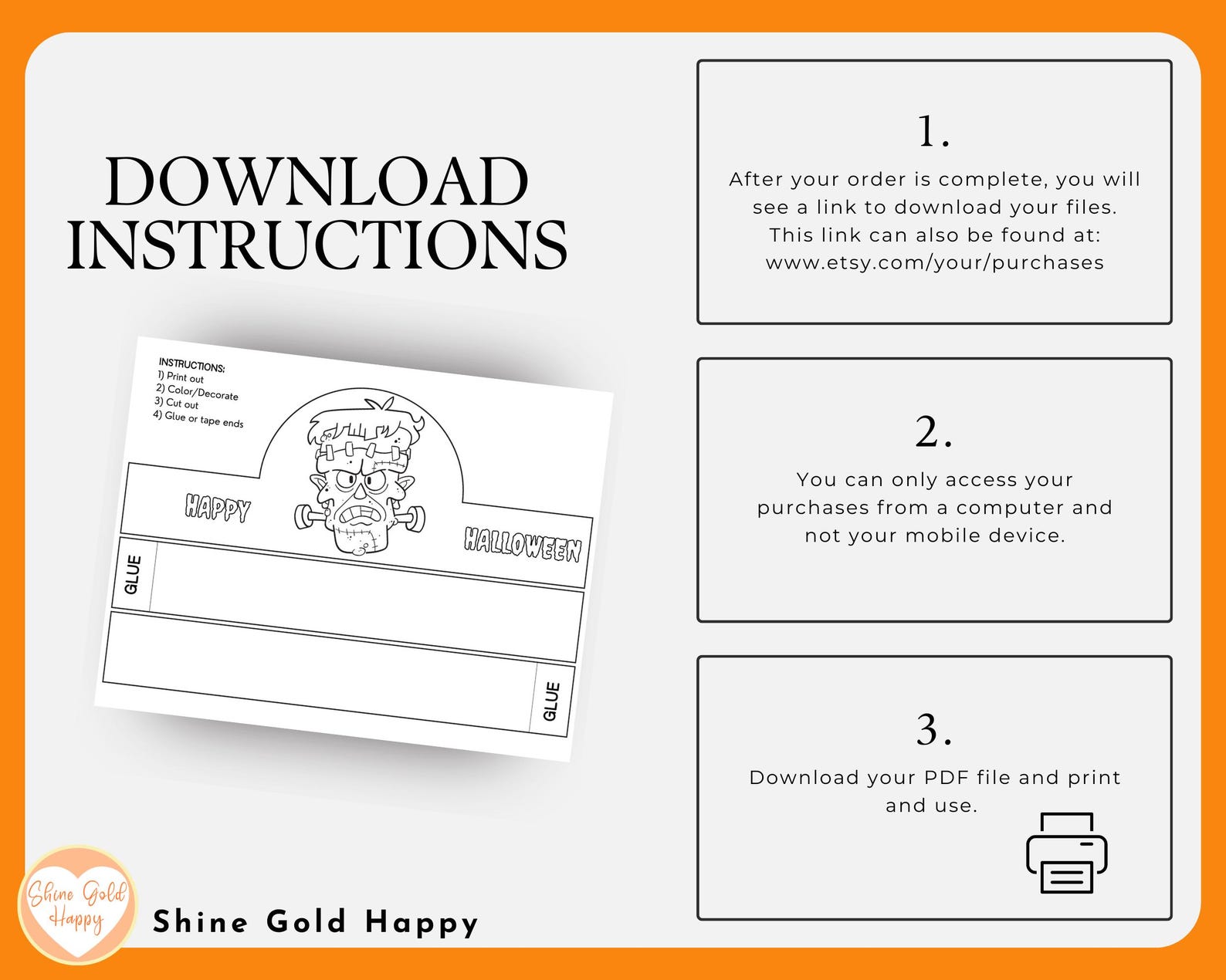 Halloween Paper Crowns, Coloring Craft for Kids, Paper Crown Craft ...