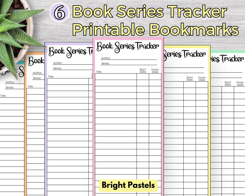 Book Series Tracker Bookmark Bright Pastels, Reading Tracker, Bookmark ...