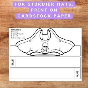 Pirate Paper Hat Crown, Pirate Costume, Coloring Craft for Kids ...
