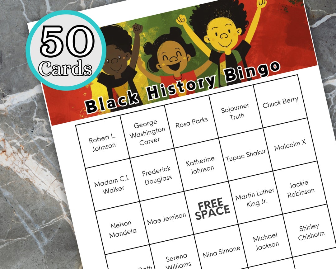 Black History Bingo Game Printable, African American Icons, Educational ...