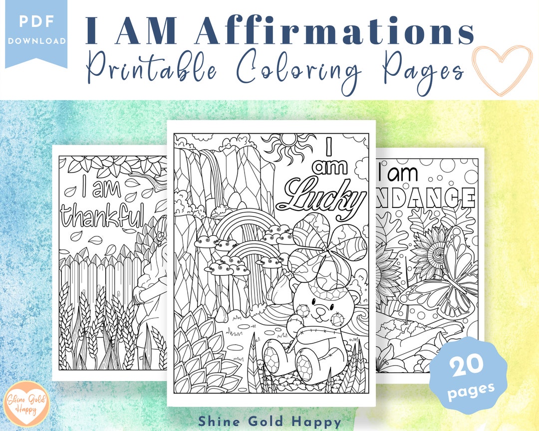 I Am Affirmations Coloring Pages PDF Digital Download - Etsy