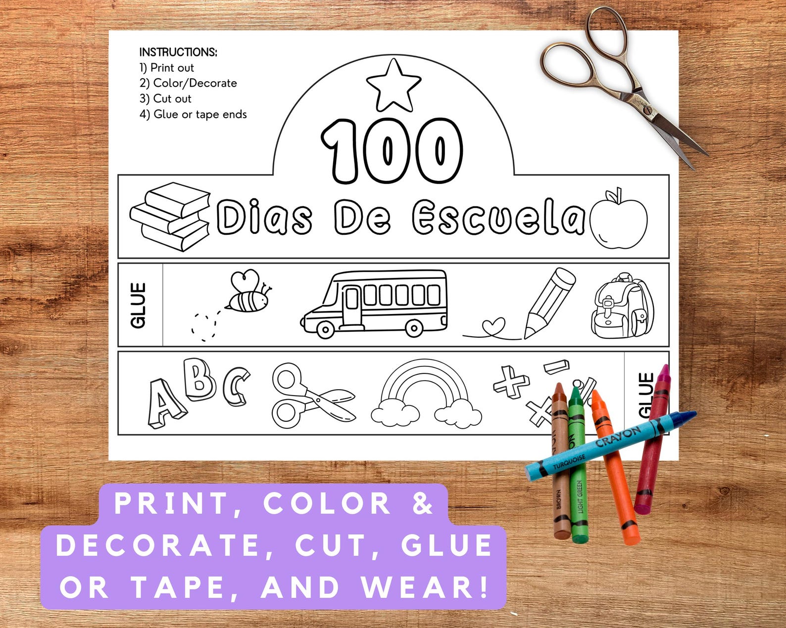 100 Days of School Spanish Paper Crown, 100 Días De Escuela, 100 Días ...
