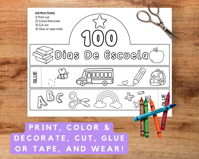 100 Days of School Spanish Paper Crown, 100 Días De Escuela, 100 Días ...