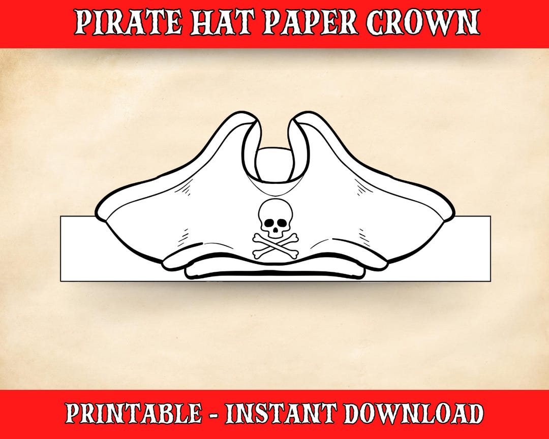 Pirate Paper Hat Crown, Pirate Costume, Coloring Craft for Kids ...