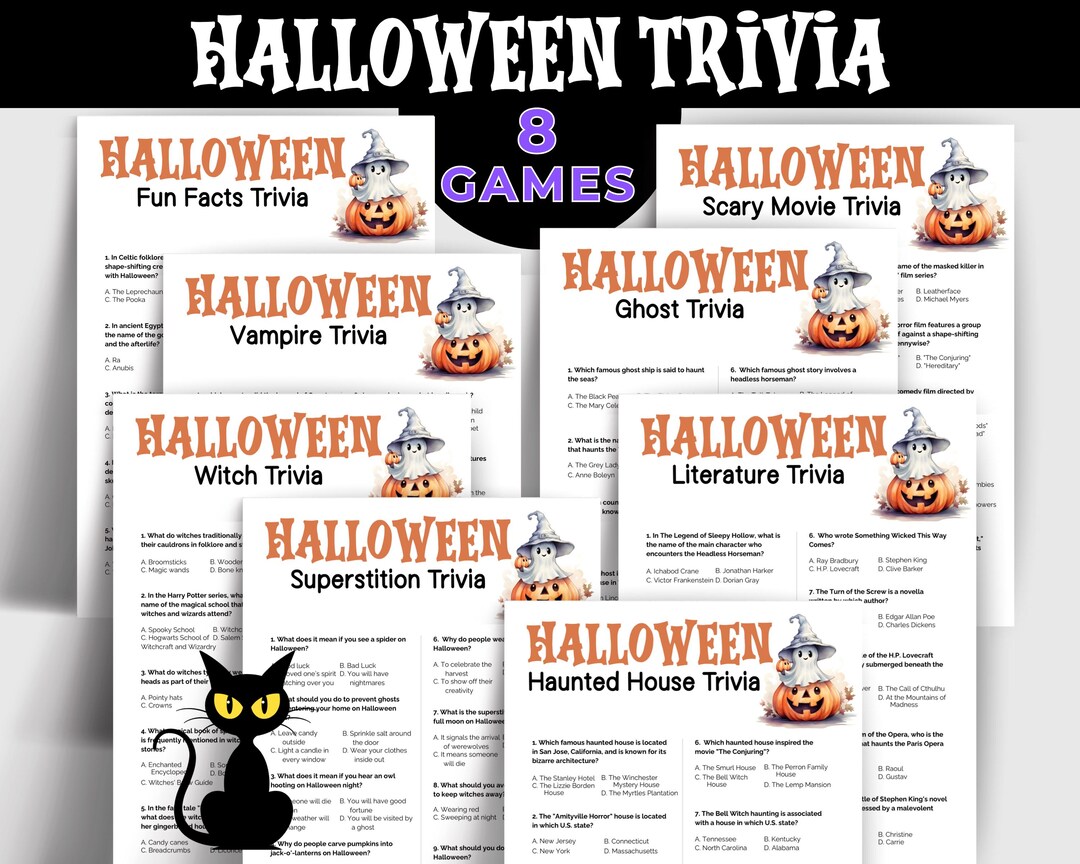 Halloween Trivia Game Bundle, Multiple Choice, Halloween Game for Kids ...