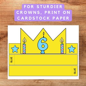 6th Birthday Paper Crown, Sixth Birthday Crown, 6th Birthday Party Hat ...