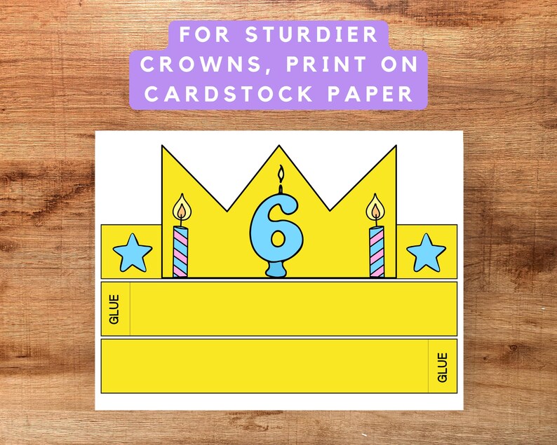 6th Birthday Paper Crown, Sixth Birthday Crown, 6th Birthday Party Hat ...