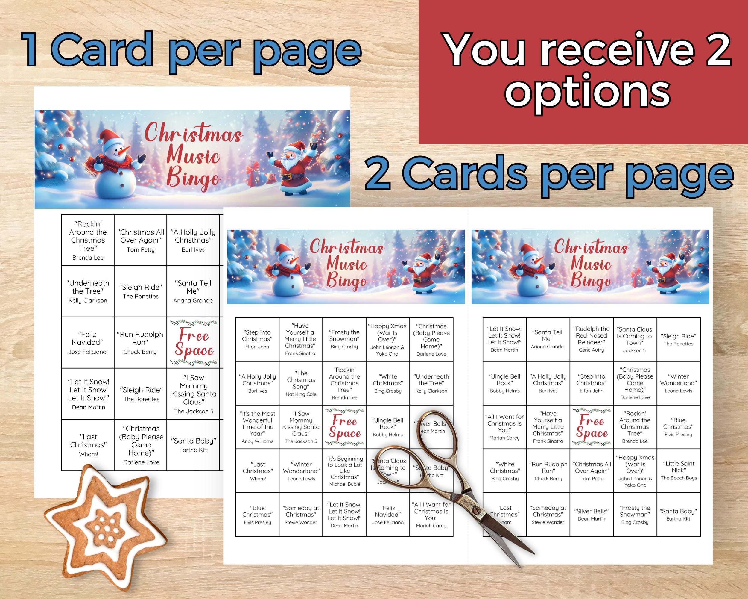 Christmas Music Bingo, 50 Unique Cards, Christmas Song Game, Christmas ...