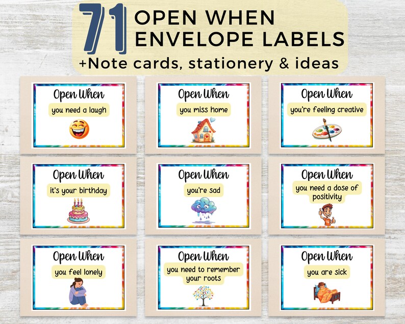 Printable Open When Envelopes College Students, 71 Open When Letters ...