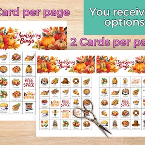 Thanksgiving Bingo, 50 Unique Bingo Cards, Thanksgiving Games Bingo ...