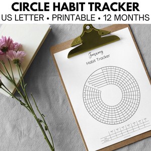 Circle Habit Tracker Printable PDF Monthly, 12 Months Yearly, Circular ...