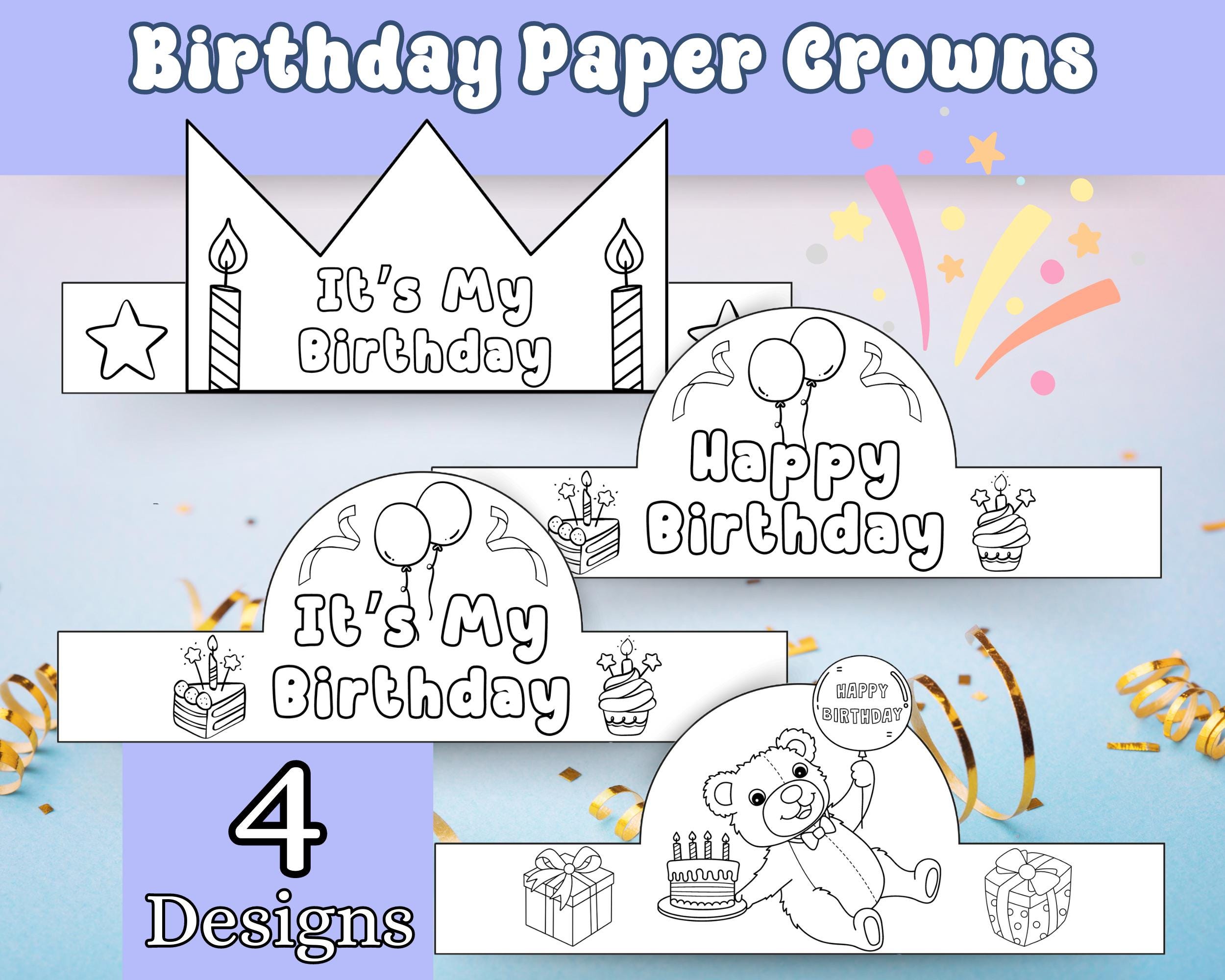 Happy Birthday Paper Crowns, It's My Birthday, Birthday Hat, Birthday ...