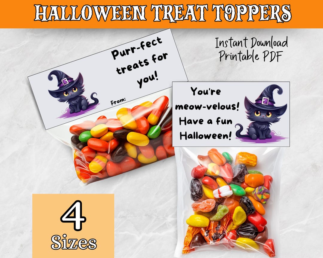 Halloween Treat Bag Toppers, Halloween Tags, Party Favors, Goodie Bag ...