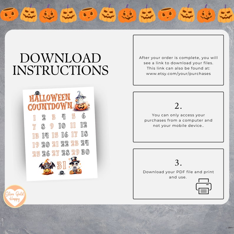 Halloween Countdown Printable Calendar - Etsy