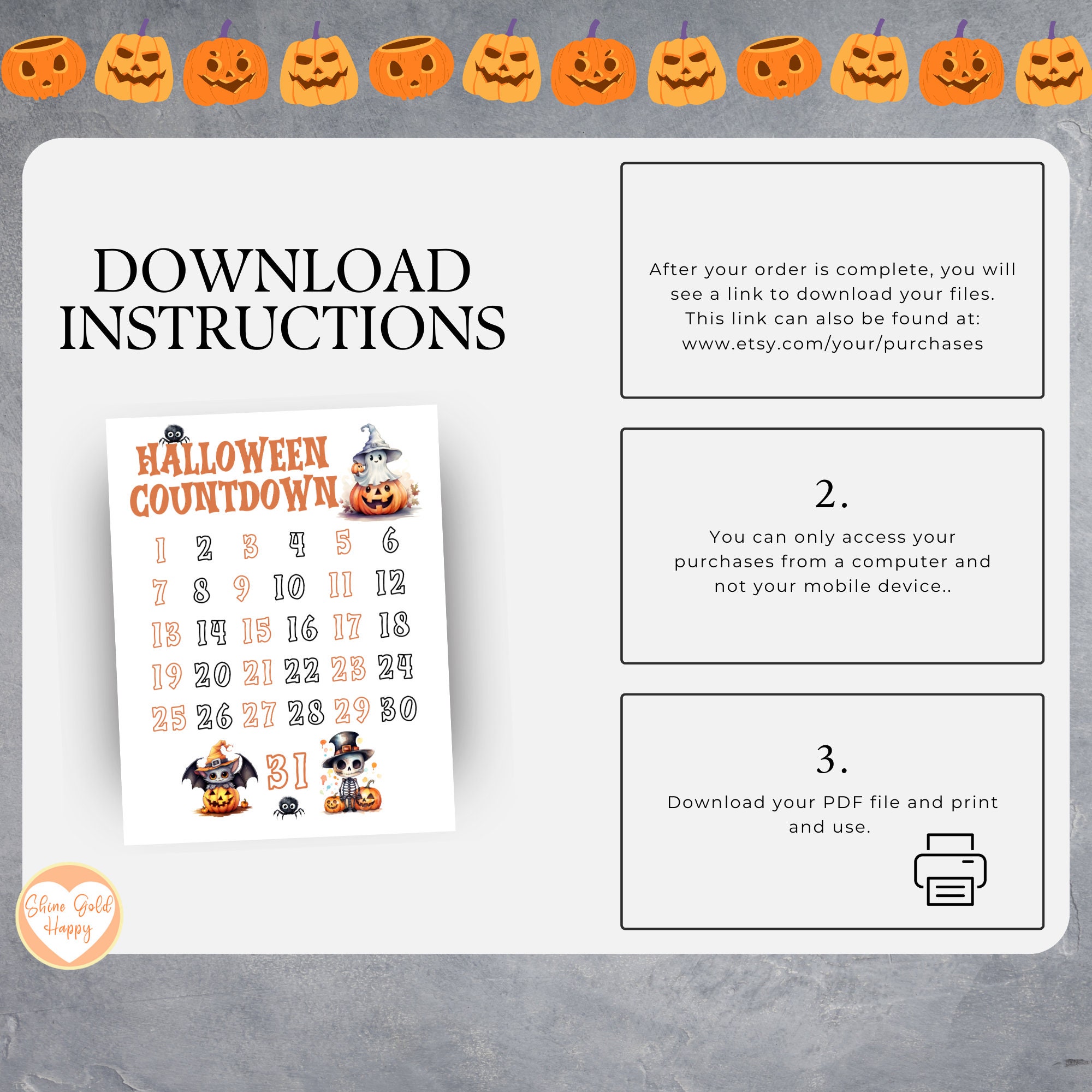 Halloween Countdown Printable Calendar - Etsy