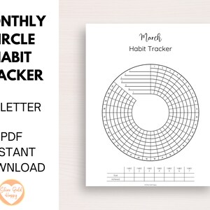 Circle Habit Tracker Printable PDF Monthly, 12 Months Yearly, Circular ...