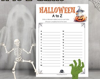 A TO Z Halloween Party Game Printable Halloween Party Activity ...