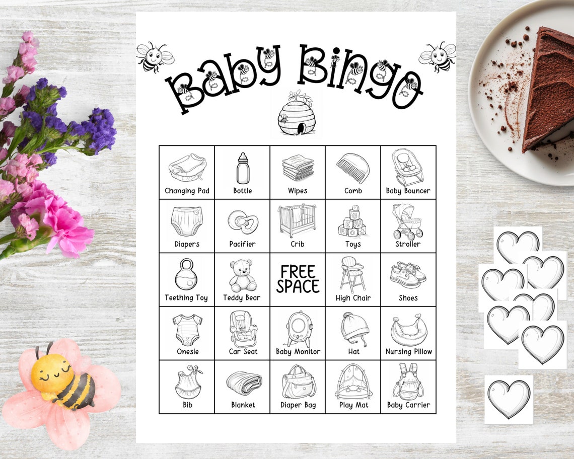 Baby Shower Bingo Honey Bees Printable Game, 50 Bingo Cards, Bee Baby ...