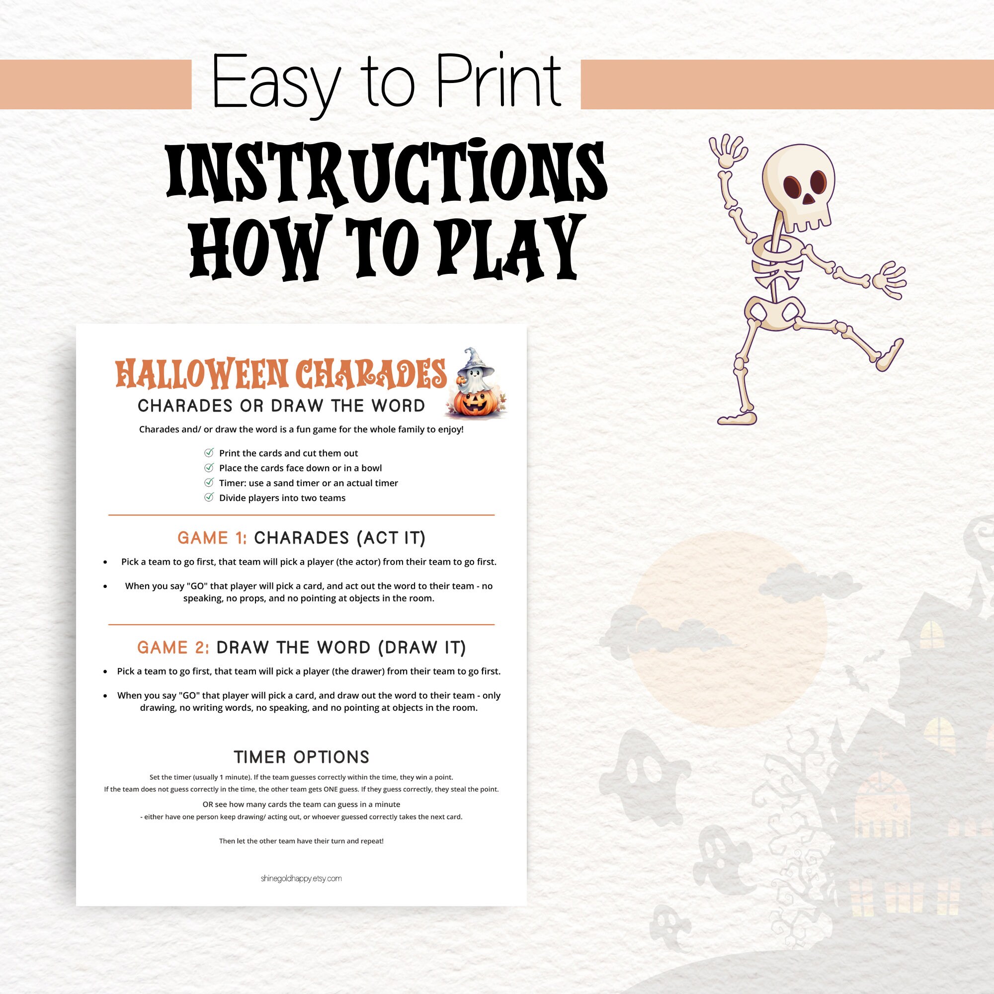 Halloween Charades Game Printable Fun for All Ages Instant Download - Etsy