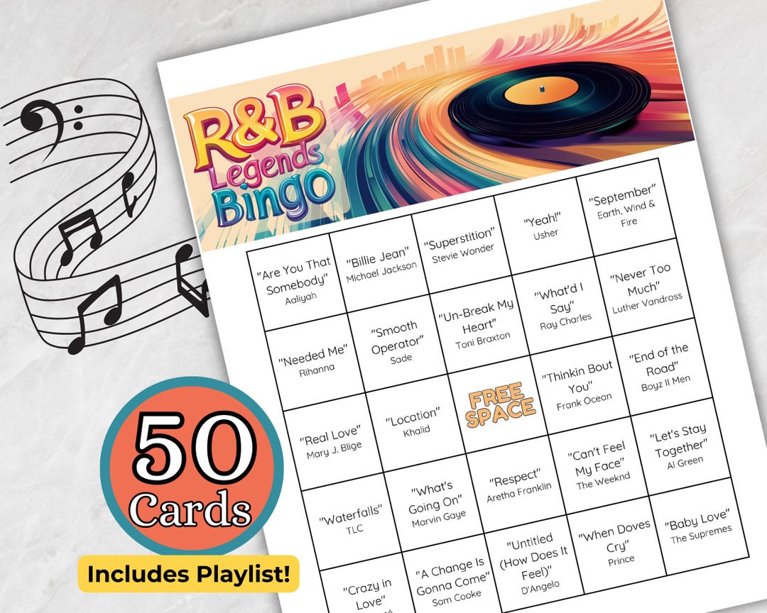 Rnb Legends Music Bingo, Soul Music, Motown, Spotify Playlist, 50 ...