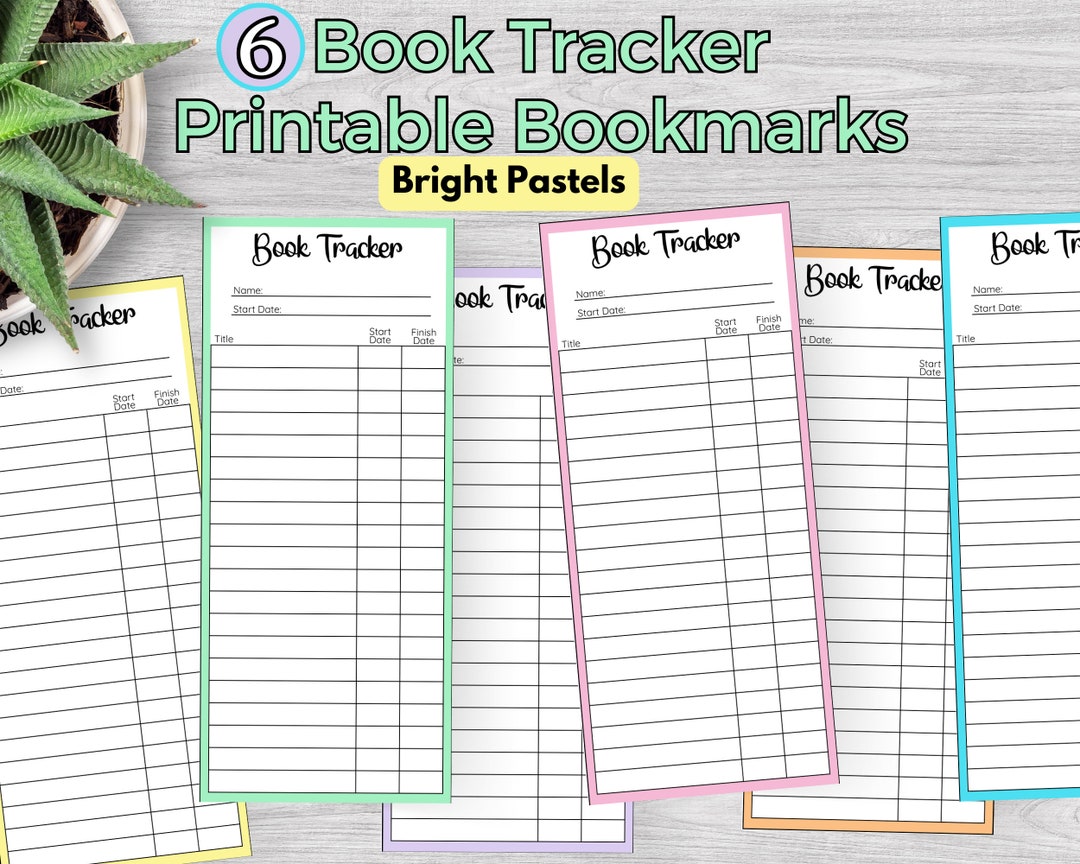 Book Tracker Bookmarks, Bright Pastels, Reading List Bookmark, Library ...