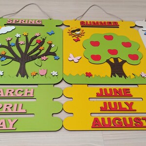 Wooden Season Chart - Seasonal Wall Decor - Montessori Season Display ...