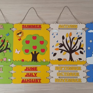 Wooden Season Chart - Seasonal Wall Decor - Montessori Season Display ...