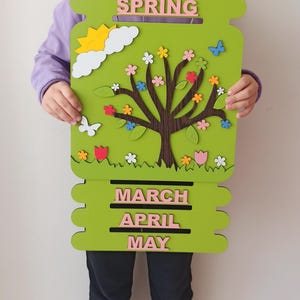 Wooden Season Chart - Seasonal Wall Decor - Montessori Season Display ...