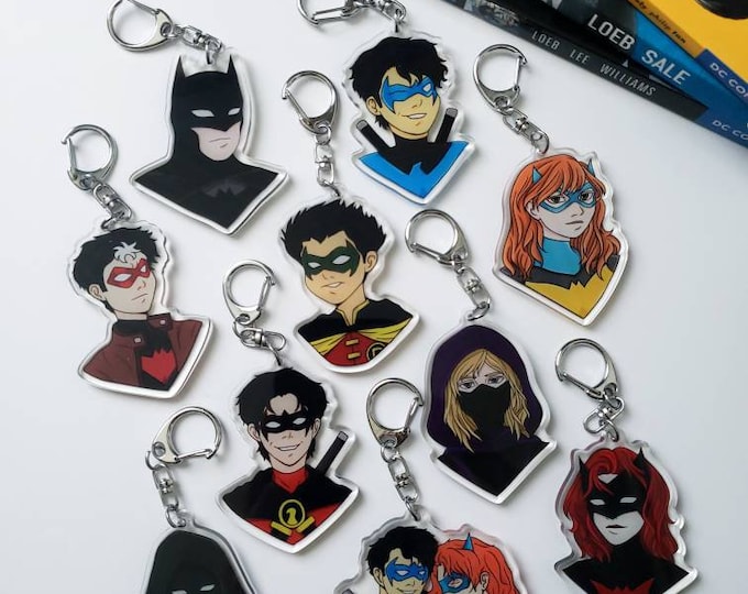 DC Superhero Batfamily Acrylic Keychain Charm - Etsy