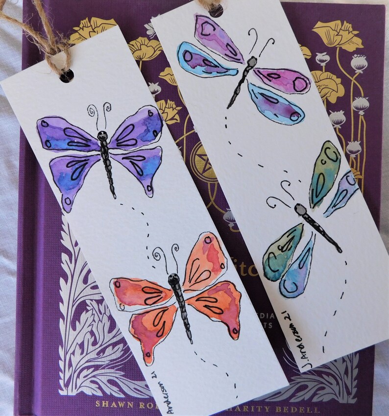 Watercolor Dragonflies and Butterflies Bookmarks by Jamie - Etsy