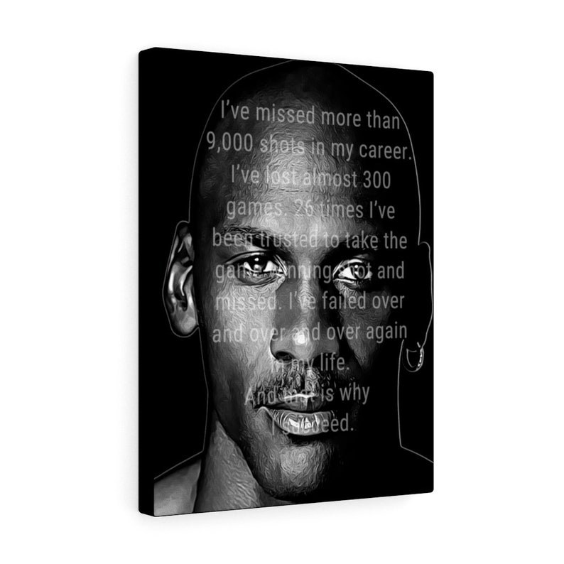 Michael Jordan Success Quote Portrait Digital Art Black Canvas - Etsy