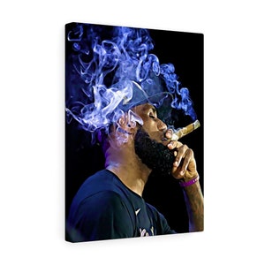 Lebron James LA Lakers Championship Cigar Digital Drawing Canvas Wraps ...