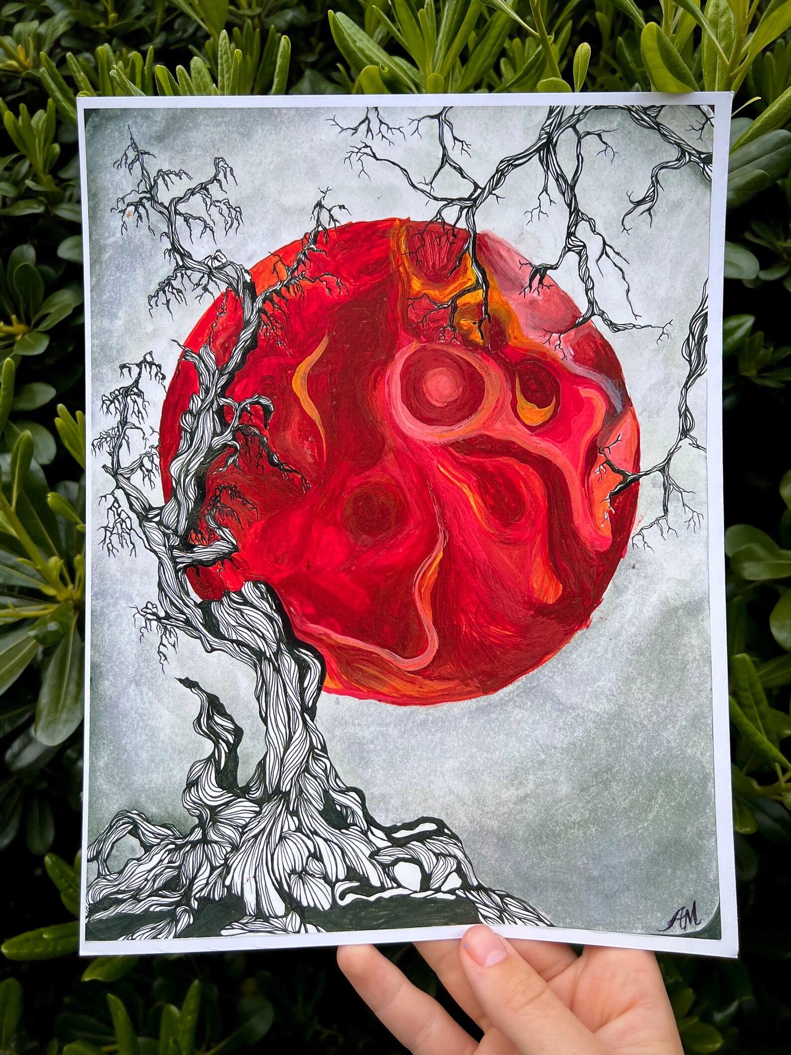 BLOOD MOON Watercolor Print - Etsy