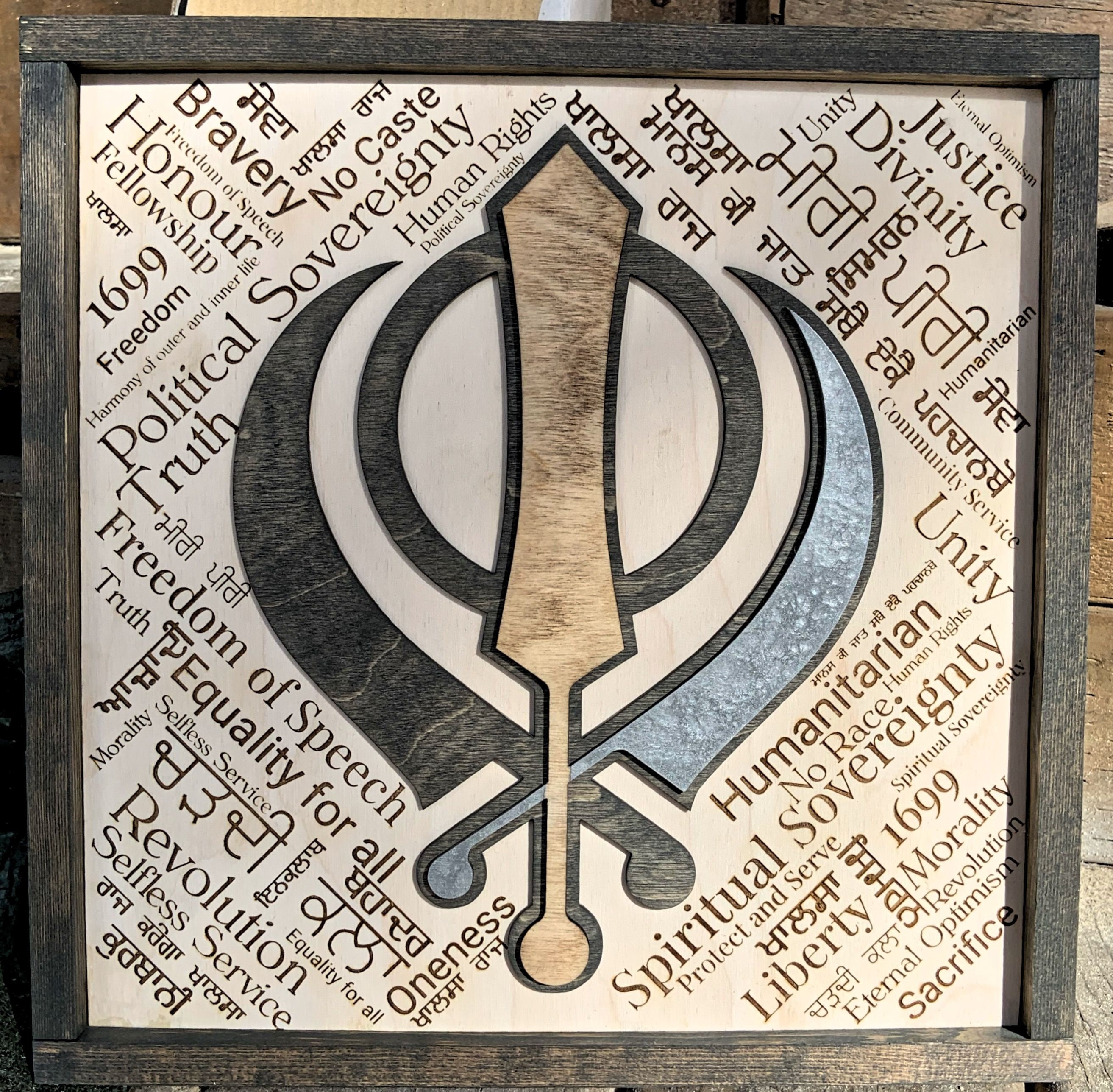 Wood Engraved Khanda Decor Foundation Stone Wall Decor - Etsy