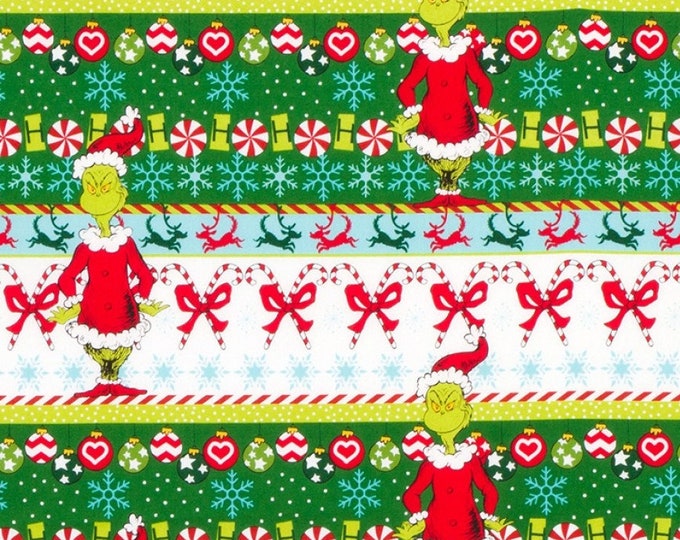 Robert Kaufman - How the Grinch Stole Christmas - Border Stripe ...