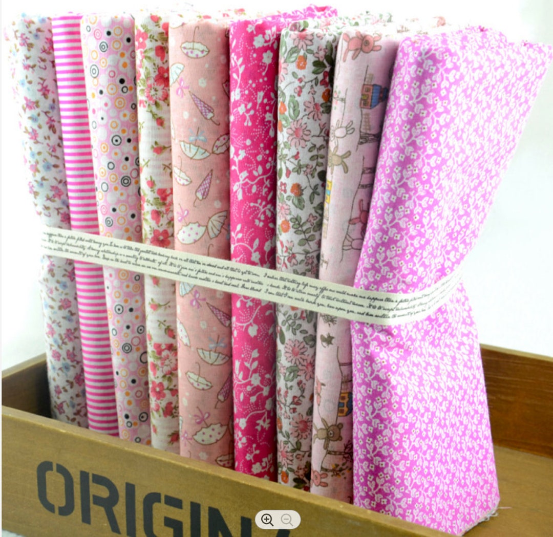 Fat Quarter Pink Floral Bundle of 9 20x20 100% Cotton Fat Quarters for ...