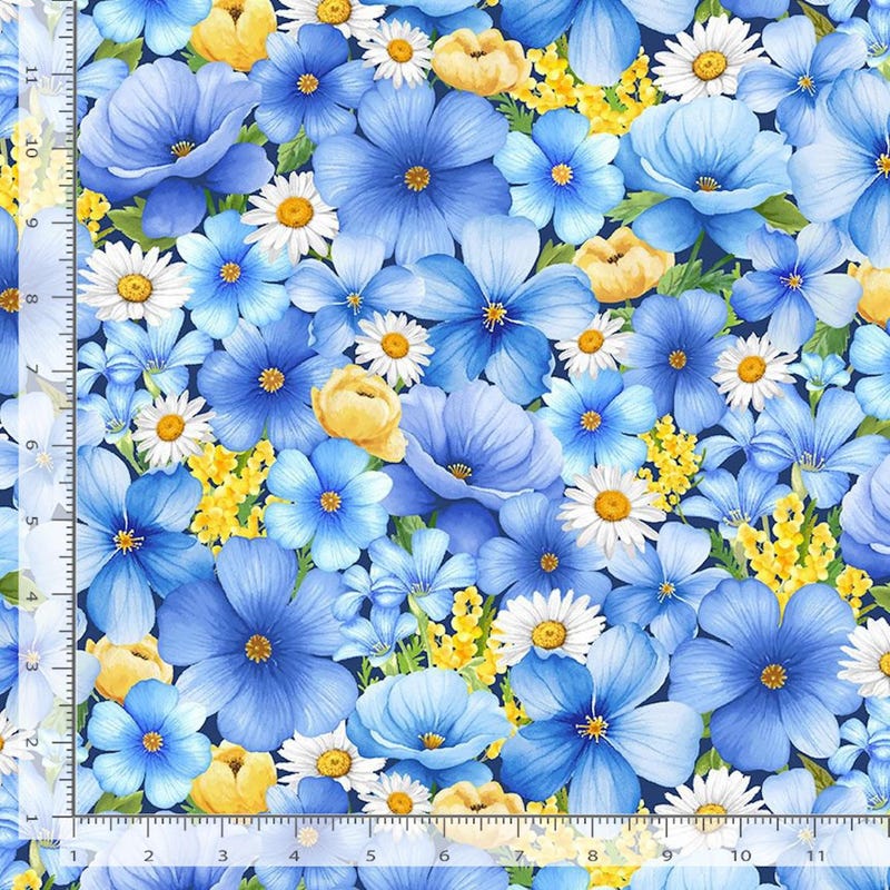 Blue Floral Fabric - Etsy